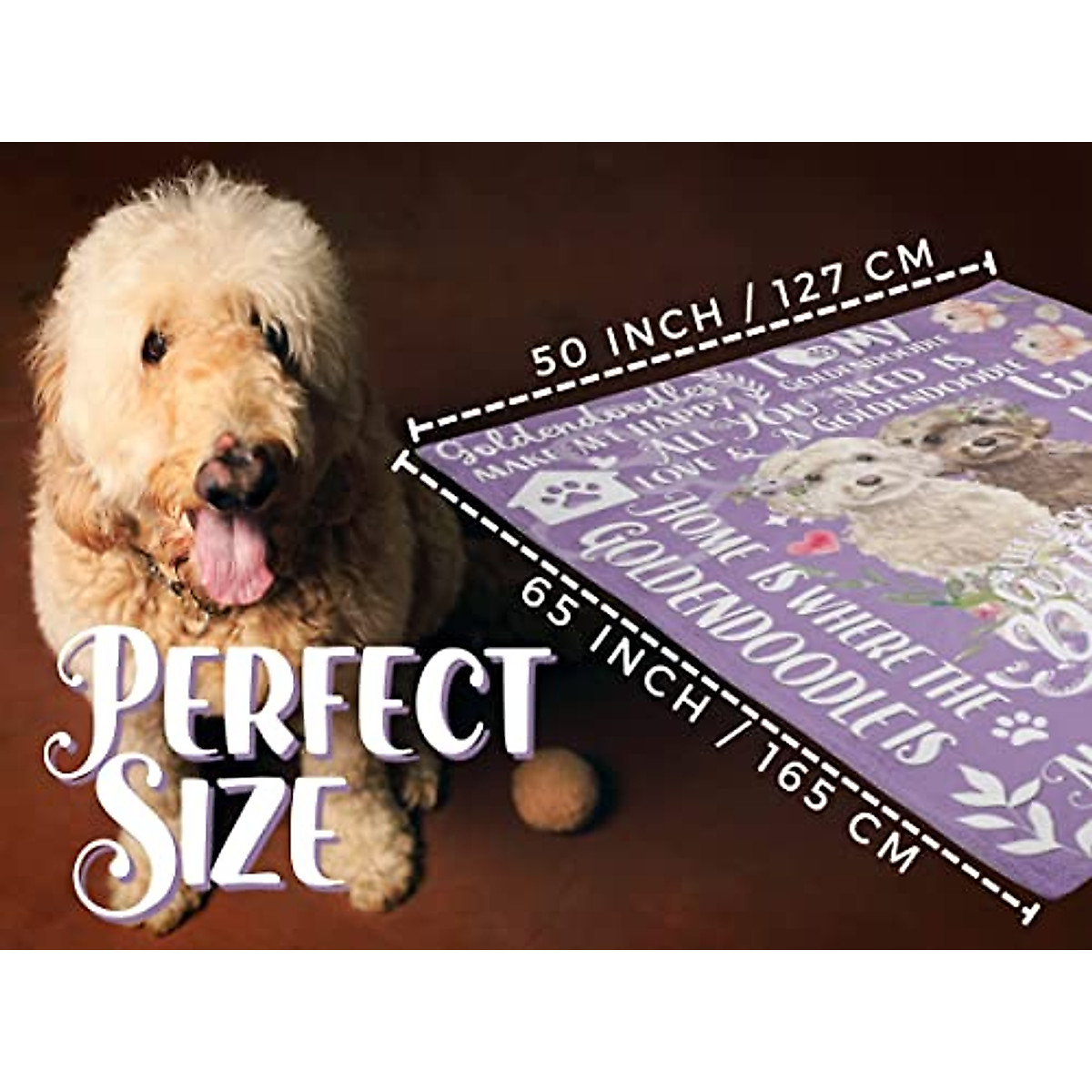 Huglanket Goldendoodle Gifts, Goldendoodle Blanket for Goldendoodle Mom, Cute & Unique Goldendoodle Design, Throw Blanket Gifts for Dog Lovers, Family, Friends, Flannel Plush Blankets - 50"x 65"