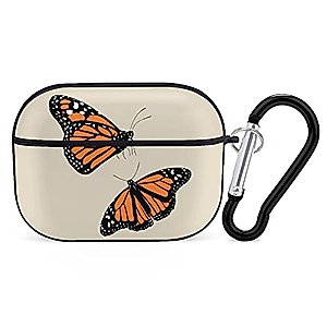 Butterflies Monarch Airpods Case Cover for Apple AirPods Pro Cute Airpod Case for Boys Girls PC Hard Silicone Protective Skin Airpods Accessories with Keychain