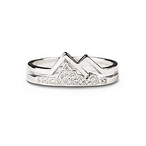 STORYJEWELLERY Mountain Ring for Lover, Valentine's Day Gift for Women, Silver Matching Couple Ring for Her, Hill Ring for Girlfriend, Ring for Wife, Gift Love Ring for Women(silver love 07)