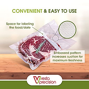 Vesta Precision Vacuum Seal Bags | Clear and Embossed | 11x16 inch | Gallon | 100 Vacuum Bags per Pack | Great for Food Storage and Sous Vide