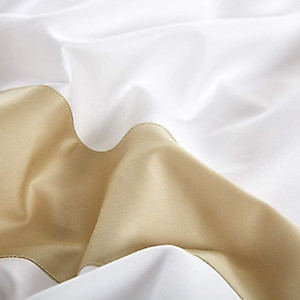 Bicolore Collection Duvet Covers Set 3 Pieces Do Not Include Filling ClassIC European 100% Egyptian Cotton Sateen Luxury 400 Thread Count Frame Patchwork Manufacturing(White/Beige,King)