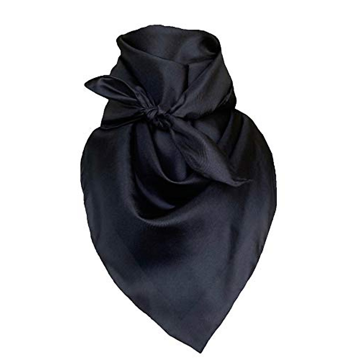 Wyoming Traders Solid Cowboy Wild Rag 100% Silk Scarf Bandana Multiple Colors L 34.5" and XL 42" (Black, 42")