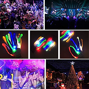 LIZAIDA MENENDEZ Skeleton Gloves,Led Gloves,Light Up Gloves,Finger Light Magic Toys Gift Stocking Stuffers for Boys Girls (White, Adult)