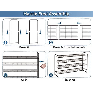 AOODA 4 Tier Long Shoe Organizer for Closet, Wide Stackable Metal Shoe Rack for Entryway, Bedroom, Floor, Shoe Shelf Storage Organizer Holds 30 Pairs of Men Sneakers (Bronze)