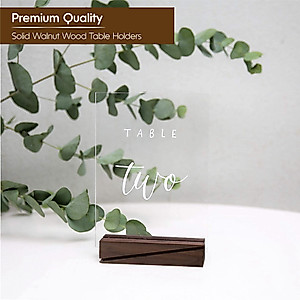 Kassey Pro 12 pack, Walnut Wood Table Display Stands for Rustic Acrylic Signs table card holder acrylic numbers place holders cards wedding sign number signs