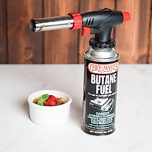 Chef Master Premium Butane Torch | 90022 | Chef’s Kitchen Torch | Fits 8 oz Butane Can | Adjustable Flame Knob