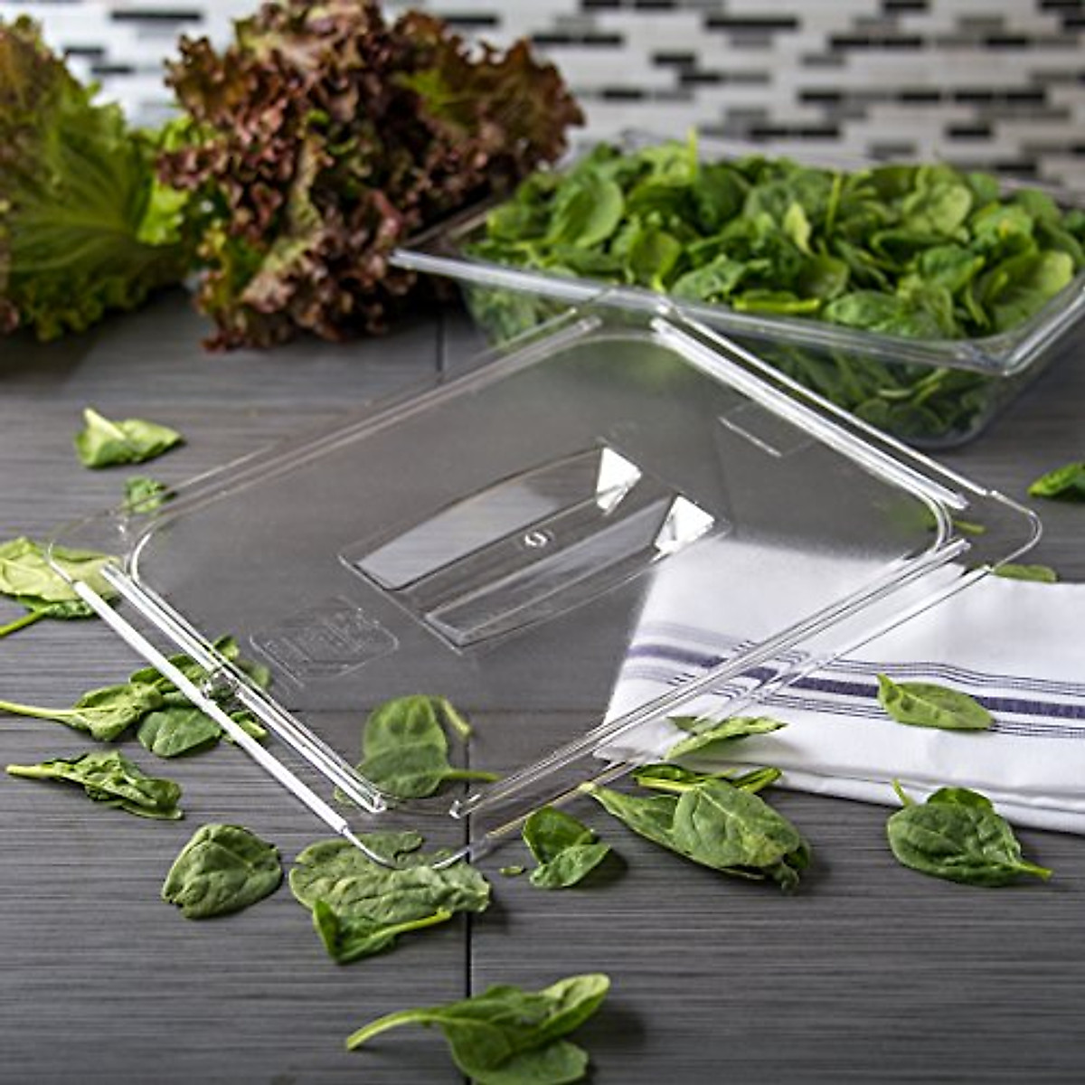 Carlisle FoodService Products 10230U07 StorPlus Half Size Polycarbonate Universal Handled Food Pan Lid, Clear