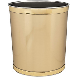 Stephanie Imports Made in USA 5-Gallon Sleek and Stylish Vinyl Mylar Waste Basket (13" X 11") (Metallic Gold)