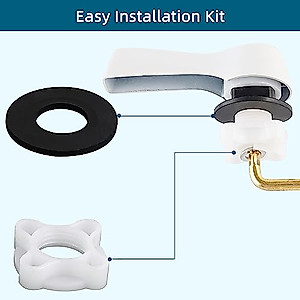 Hygie Rinse Universal Toilet Trip Lever Toilet Tank Side Mount Handle with 1pc Flapper Chain, Toilet Flush Lever Handle Toilet Handle Replacement Kit, White