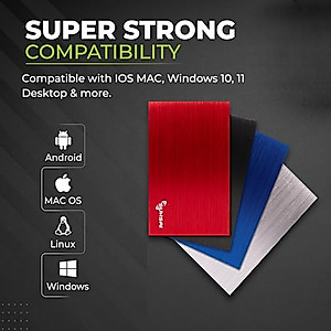 SUHSAI External Portable Hard Drive 500GB USB 2.0 HDD Storage and Backup Hard Disk Memory Expansion – Ultra Slim 2.5” Harddrive Compatible with PC, MAC, Laptop, Desktop Computer (Black)