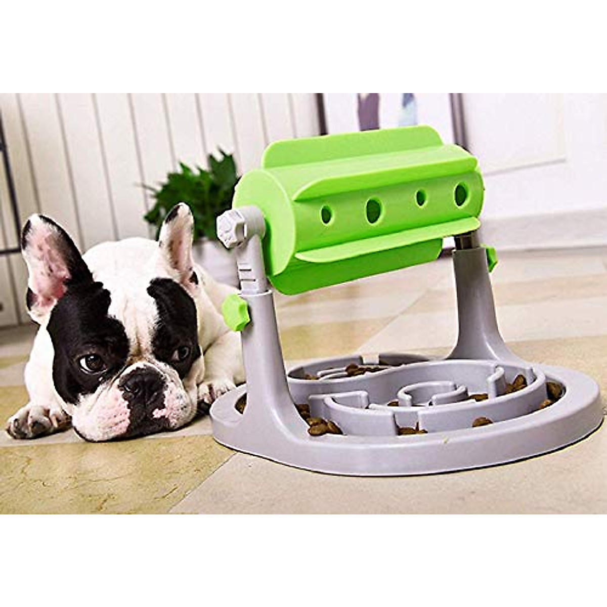 Ito Rocky Interactive Dog & Cat Food Puzzle Toy - Treat Boredom Dispensing Slow Feeder - Anxiety IQ Training in Smart Feeding and Adjustable Height for Small/Medium Dogs