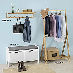 Haotian FSR63-W, White Shoe Bench Shoe Rack Shoe Cabinet Hallway Storage Bench with Seat Cushion