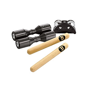 Meinl Percussion PP-1 Perc Pack with Luis Conte Shaker, Classic Hardwood Claves and Compact Foot Tambourine