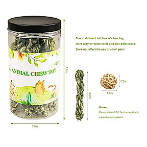 Roundler Rabbit Chew Toys, Small Animal Treats Natural Timothy Grass Chew Toys, Grass Stick Pet Snacks Molar Teeth Grinding Toy Chewing for Chinchillas Hamsters Guinea Pig Dwarf Rabbit Gerbils (H04)