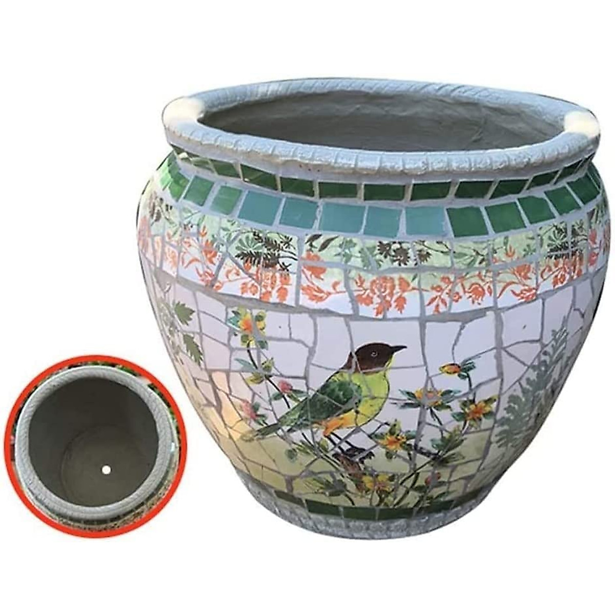 UimimiU Large Ceramic Mosaic Flower Pot for Gardens