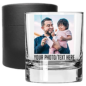 Personalized Printed Photo 11oz Whiskey Glass - Custom Father's Day Gifts, Bourbon Gifts for Men, Customized Gifts for Dad Picture Gifts, Gifts for Him, Boyfriend, Husband, Birthday, Groomsmen Gifts