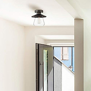 Globe Electric 64846 1-Light Semi-Flush Mount Ceiling Light, Oil Rubbed Bronze, Clear Glass Shade, Ceiling Light Fixture, Light Fixtures Ceiling Mount, Bedroom Lights for Ceiling, Dining Light Fixture