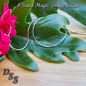 925 Sterling Silver 1MM 8 Sided Snake Chain - Italian Necklace For Women - Lobster Claw Clasp - 18 Inch