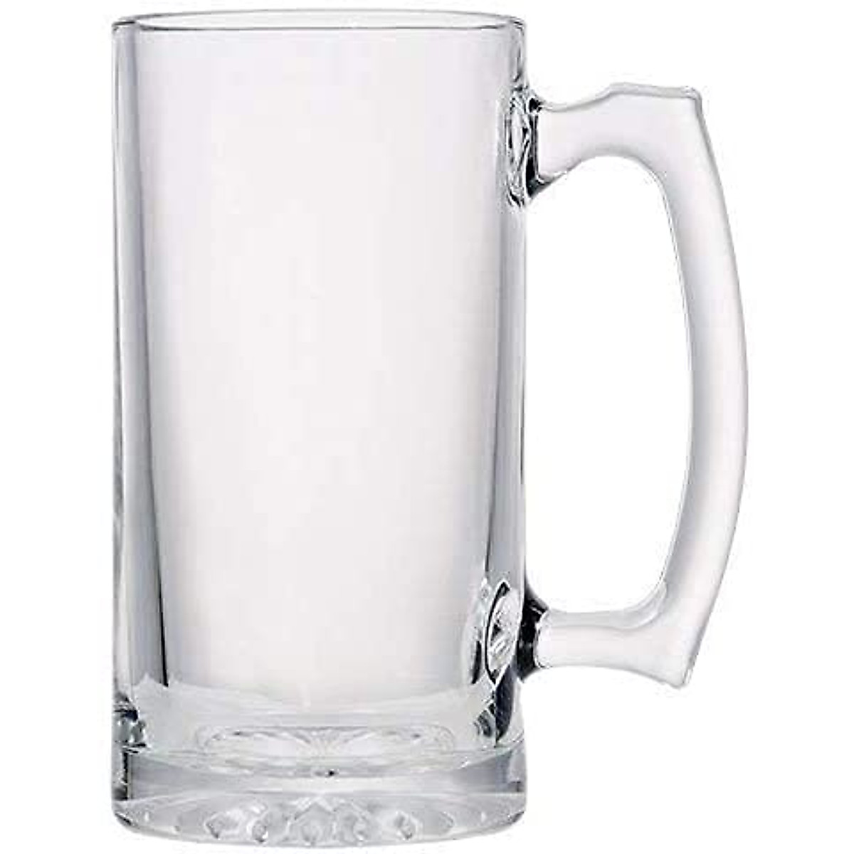 VAMB LLC Large Glass Beer Mug Freezer Safe, Heavy Beer Stein with Handle & 2 Stainless Steel Ice Cubes Set for Men, 26 oz Mug