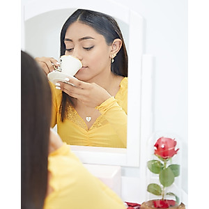 Disney Beauty and the Beast Flash Plated Sterling Silver Cubic Zirconia Huggie Hoop Earrings, Official License