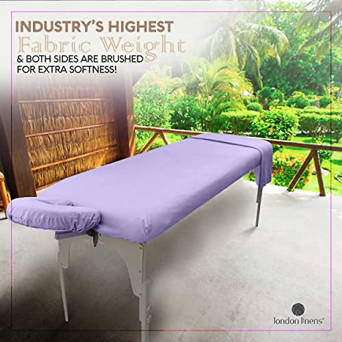 LONDON LINENS Soft Microfiber 3-Piece Massage Table Sheets - Super Lightweight, Stain and Wrinkle Resistant - Includes Table Cover, Fitted Sheet, and Face Rest Cover (Fresh Lilac)