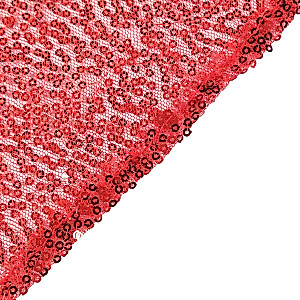 Tableclothsfactory 132" Wholesale Premium Table Cover Sparkly Sequin Round Tablecloth for Wedding Banquet Party Home Decor - Red