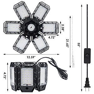 KASLIGHT LED Garage Light, 160W, 6 Adjustable LED Panel Heads, 180 Coverage, Energy Saving, Black
