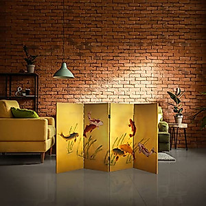 Oriental Furniture 3 ft. Tall Double Sided Seven Lucky Fish Canvas Room Divider