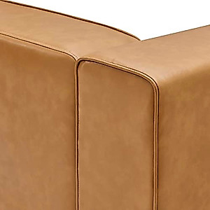 Modway Mingle Vegan Leather Sectional Sofa Left-Arm Chair, Tan