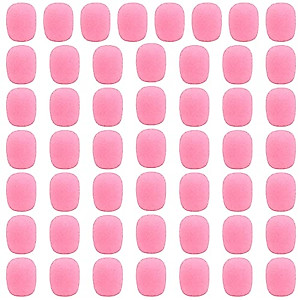 JiaUfmi 50 Pack Lapel Headset Microphone Windscreen, Pink Microphone Sponge Foam Cover Mini Size Lavalier Microphone Windscreen for Variety of Headset Microphone