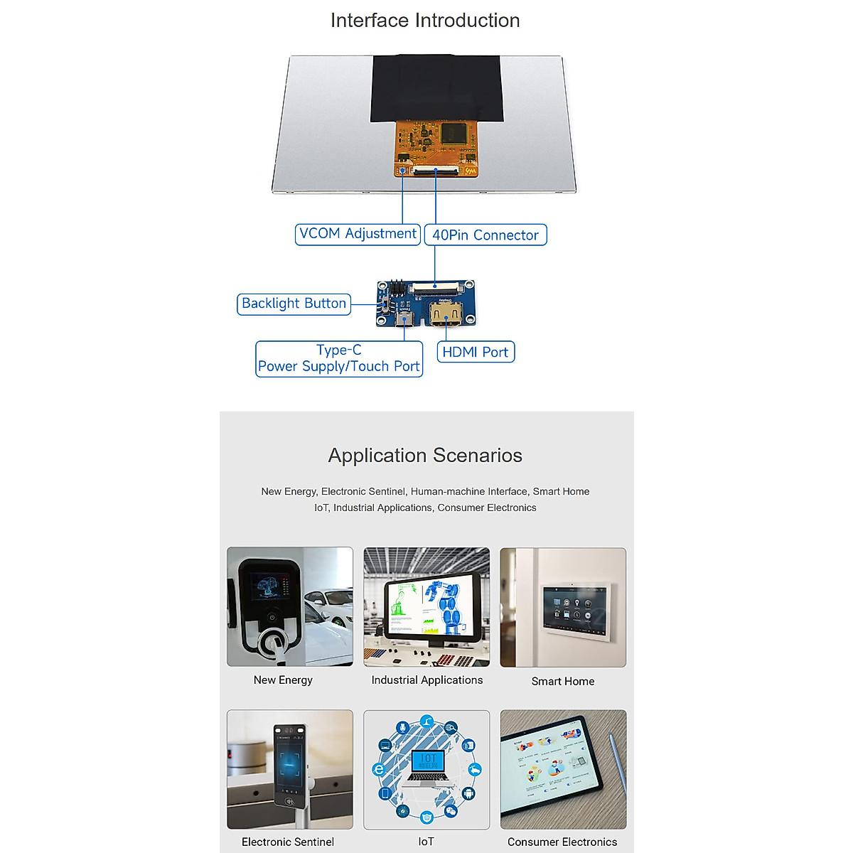 7inch 1024x600 IPS Integrated Display Supports Raspberry Pi 4B/3B+/3B/2B/B+/A+/Zero/Zero W/WH/Zero 2W and Jetson Nano and Windows PC with Acce Cables (No Touch) @XYGStudy (70H-1024600-IPS-B)