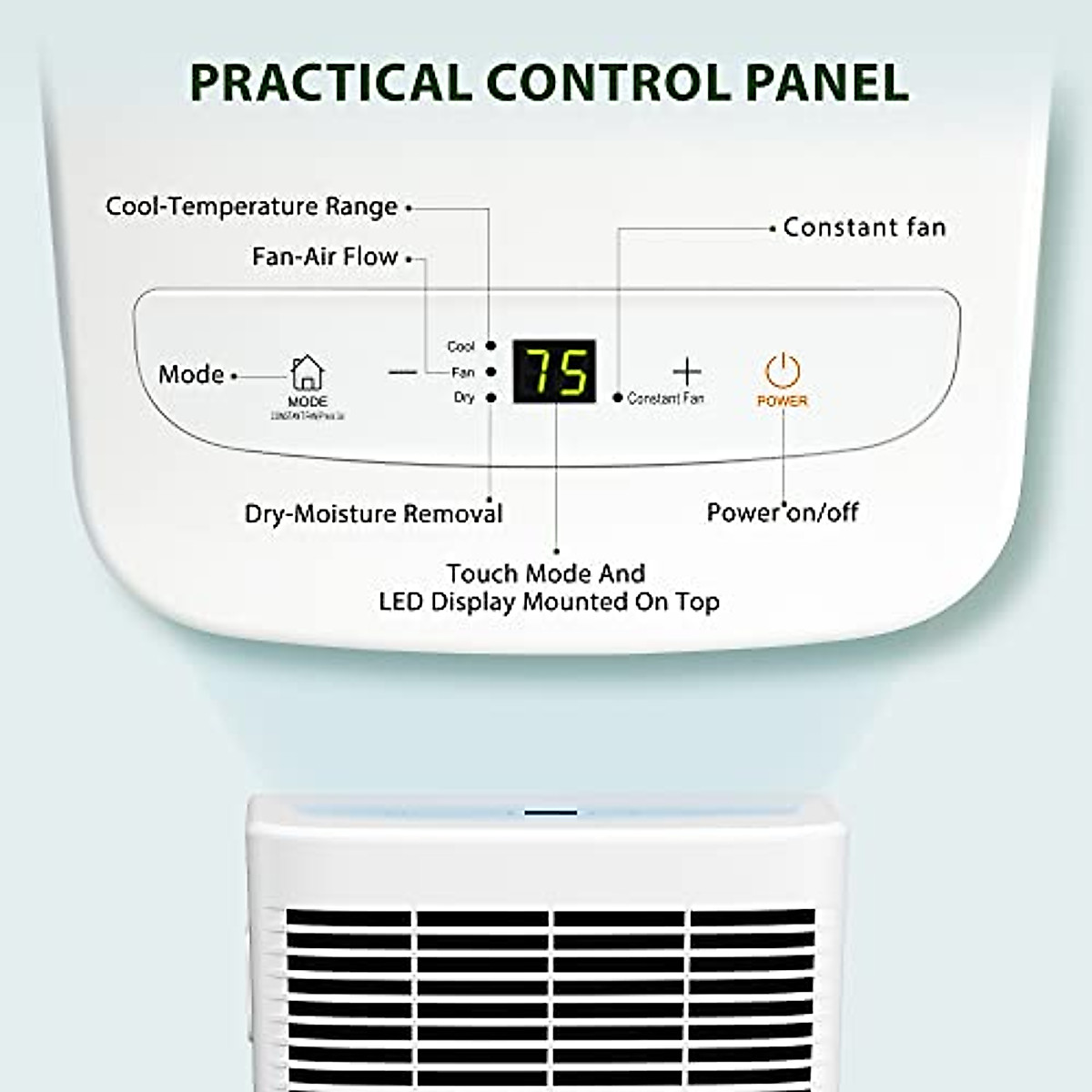 Euhomy Portable Air Conditioner 8000 BTU, Cools up to 300 Sq. Ft, 3-in-1 Portable AC Unit with remote, 24H Timer, Floor Air Conditioner with Installation Kit for Bedroom/Room, White.