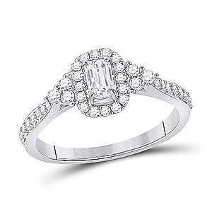 The Diamond Deal 14kt White Gold Emerald Diamond Solitaire Bridal Wedding Engagement Ring 3/4 Cttw
