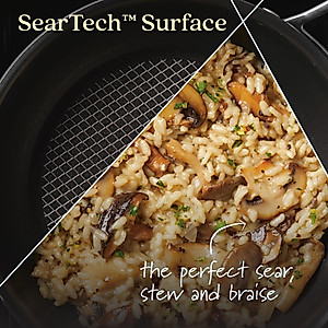 Anolon X SearTech Aluminum Nonstick Cookware Saucier with Lid, 2.5 Quart, Super Dark Gray