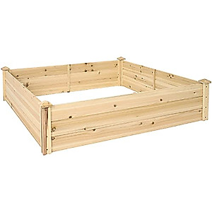 Sunnydaze Outdoor Square Wood Raised Garden Bed - 48-Inch Square - Elevated Planter Box for Flower, Vegetable, and Herb Gardening - Perfect for Garden or Yard