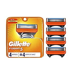 Gillette Fusion5 Mens Razor Blade Refills, 4 Count, Lubrastrip for a More Comfortable Shave