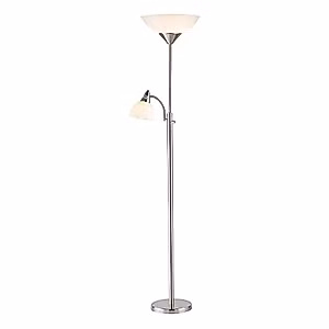 Adesso 7202-22 Piedmont 300W Combo Torchiere, 71 in, 2 x 150 W Incandescent/equiv. LED & 60W Incandescent Reading Light, Brushed Steel, 1 Floor Lamp