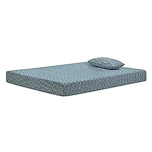 Signature Design by Ashley iKidz 7 Inch Firm Memory Foam Mattress with Pillow, CertiPUR-US Certified, Full, Blue