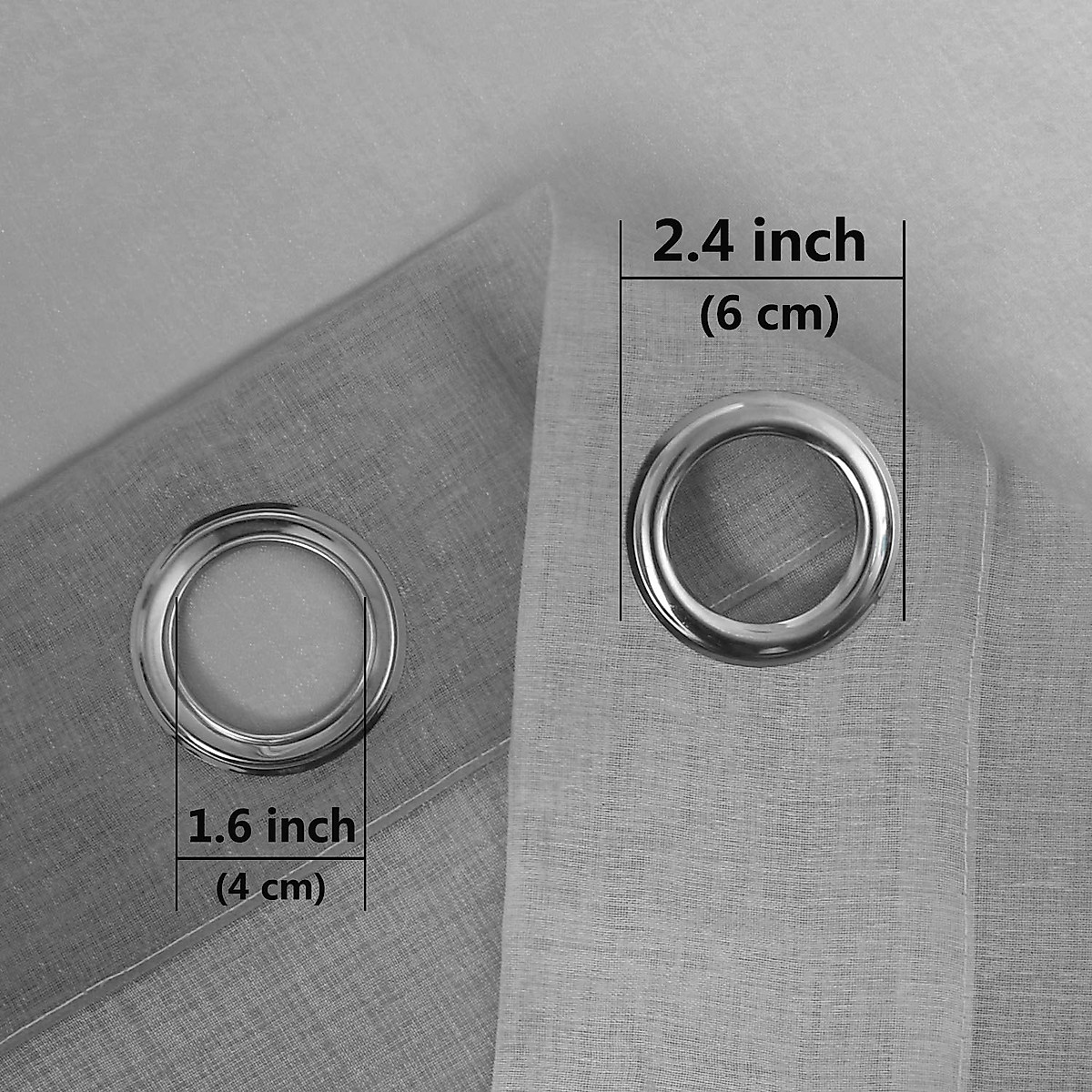 DWCN Grey Faux Linen Ombre Sheer Curtains - Semi Voile Gradient Grommet Top Curtains for Bedroom and Living Room, Set of 2 Window Curtain Panels, 42 x 84 Inches Long