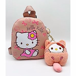 Fa-Doara Kitty Mini Backpack Purse for Women and Teens, Cute Backpack Purse with Plush Keychain, Small Backpack Wallet Pouch Purse Shoulder Bag