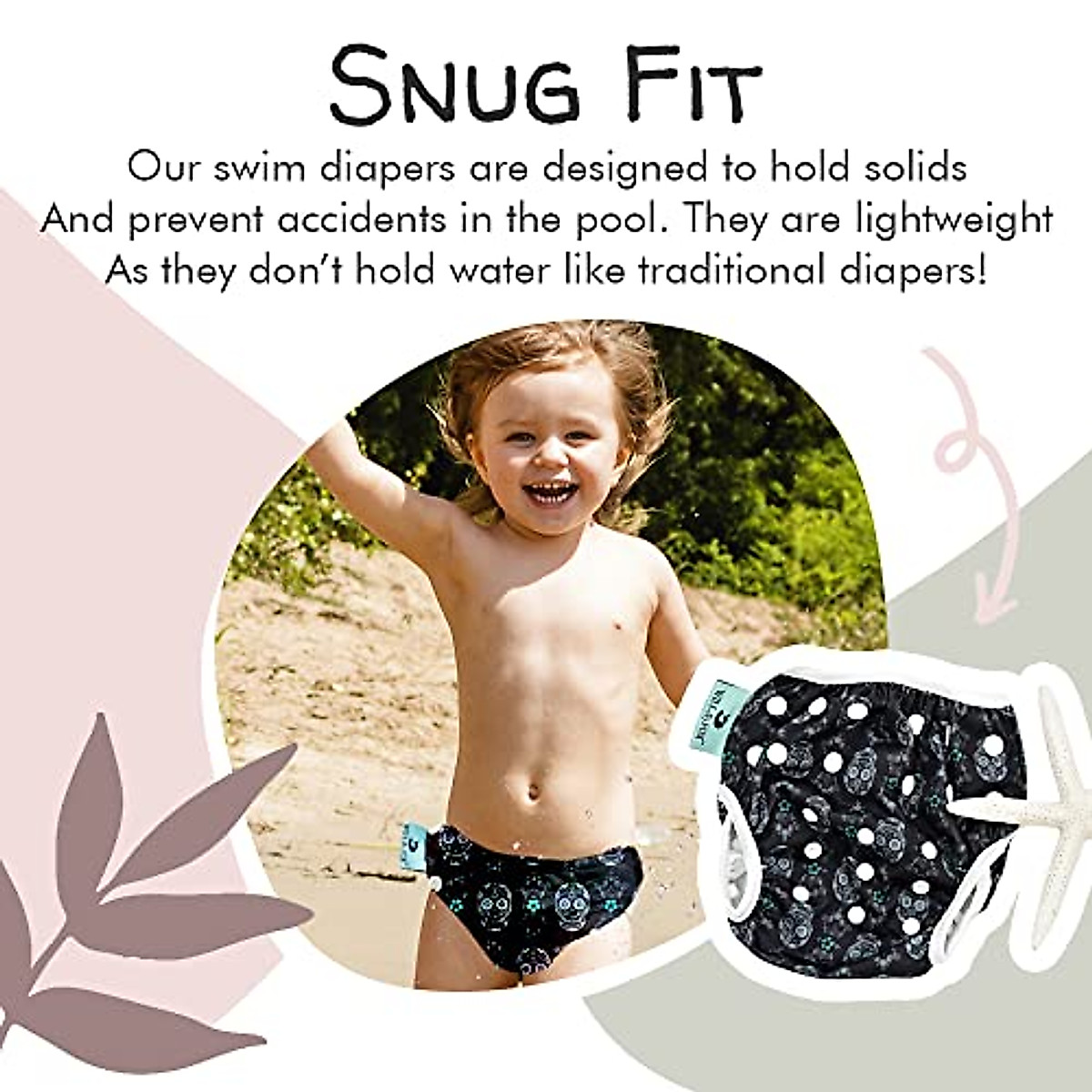 Reusable Swim Diaper and Wet Bag for Babies, Infants & Toddlers - Adjustable Girls Swimming Diaper 0-2 Years and Water Resistant Swim Bag – Zig Zag – 1 Pack by Will & Fox