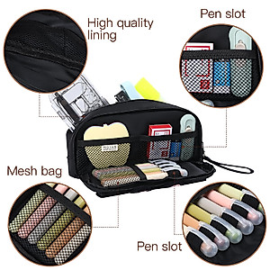 MELLIFLURORA Pencil Case, Large Capacity Pencil Pouch Aesthetic,3D Cat Pen Bags,Office Stationery Organizer,Cute Pencil Box for Teens Girls Boys Student (Black)