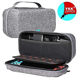VUP Carrying Case Compatible with Nintendo Switch, Protective Hard Cover Storage Case, Portable Travel Carry Case for Accessories and 18 Game Cartridges, Gray