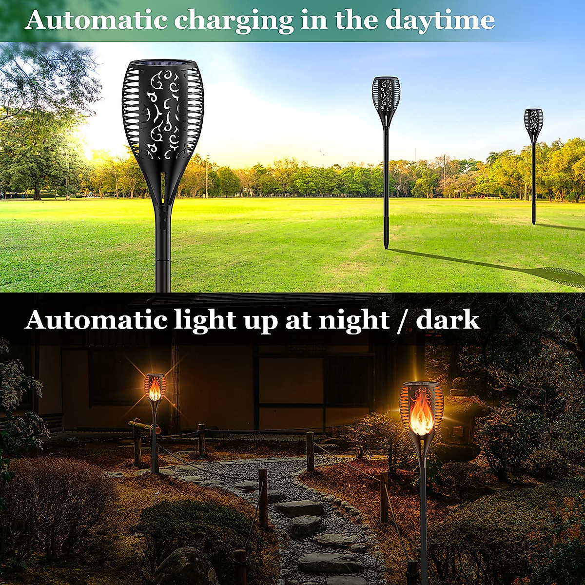 Balight Solar Torch Lights, 43in 96 LED Waterproof Flickering Flames Solar Lights Outdoor Landscape Decoration Lighting Dusk to Dawn Auto On/Off Security Torch Light for Patio Garden Yard Driveway