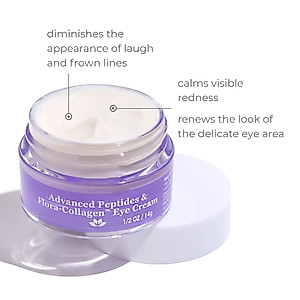 Derma E Advanced Peptides and Vegan Flora-Collagen Eye Cream – Double Action Collagen Eye Cream with Peptide Complex – Firming & Hydrating Under Eye Treatment – All Natural Moisturizer Cream, 0.5oz