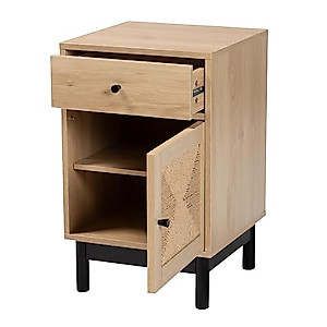 Baxton Studio Cherelle Storage & Organization, 1-Drawer, Light Brown/Black