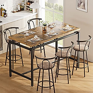 oiiokuku Bar Stools Set of 3,Counter Height Stools with Back,360 Degree Swivel Barstools,Kitchen Bar Chairs with Sturdy Steel Frame and Upholstered,for Dining Room, Bar,Coffee Shops,Black