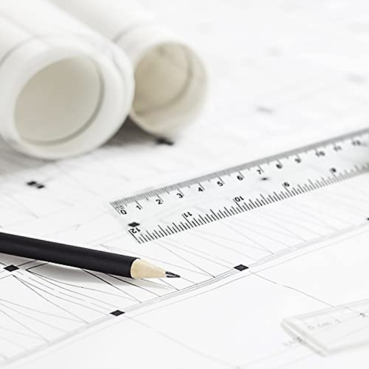 6 Pcs Clear Ruler 6 Inch - 8 Inch - 12 Inch Small Ruler with Centimeters and Inches Straight Edge Rulers for Kids School Office Supplies