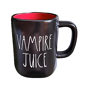 Rae Dunn Halloween Ceramic Double Sided Mug Vampire Juice with Red Interior