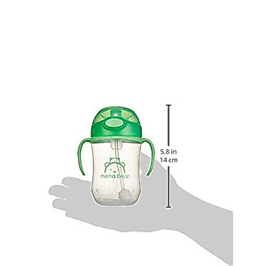Amazon Brand - Mama Bear Weighted Straw Sippy Cup, Pack of 2, Blue/Green